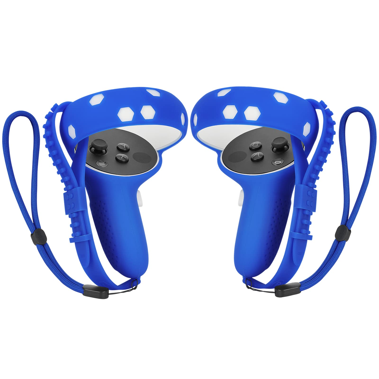 Kuways Design Silicone Touch Controller Grip Cover for Oculus Quest 2 Accessories, Anti-Throw Protector with Adjustable Knuckle Straps, Full Cover Handle Sleeve