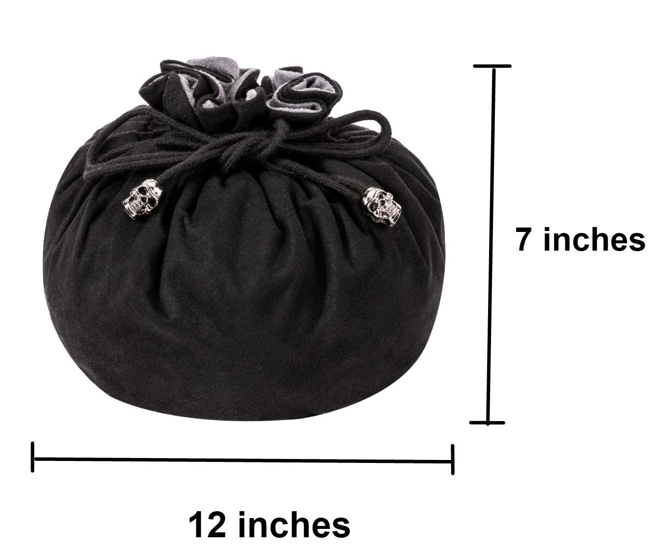 Large DND Dice Drawstring Bags with Pockets Black Storage Bag for RPG MTG Game Dices Capacity Over 300 Dice