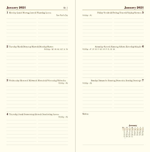 Letts of London Sovereign Slimline Week on 2 Pages Multilingual Red 2024