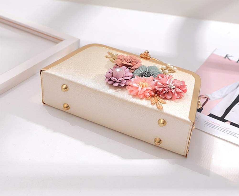 L-COOL Women's Retro Handbag Clutches Purse Bags Flower Vintage Shoulder Bag Evening Handbag (Purple)