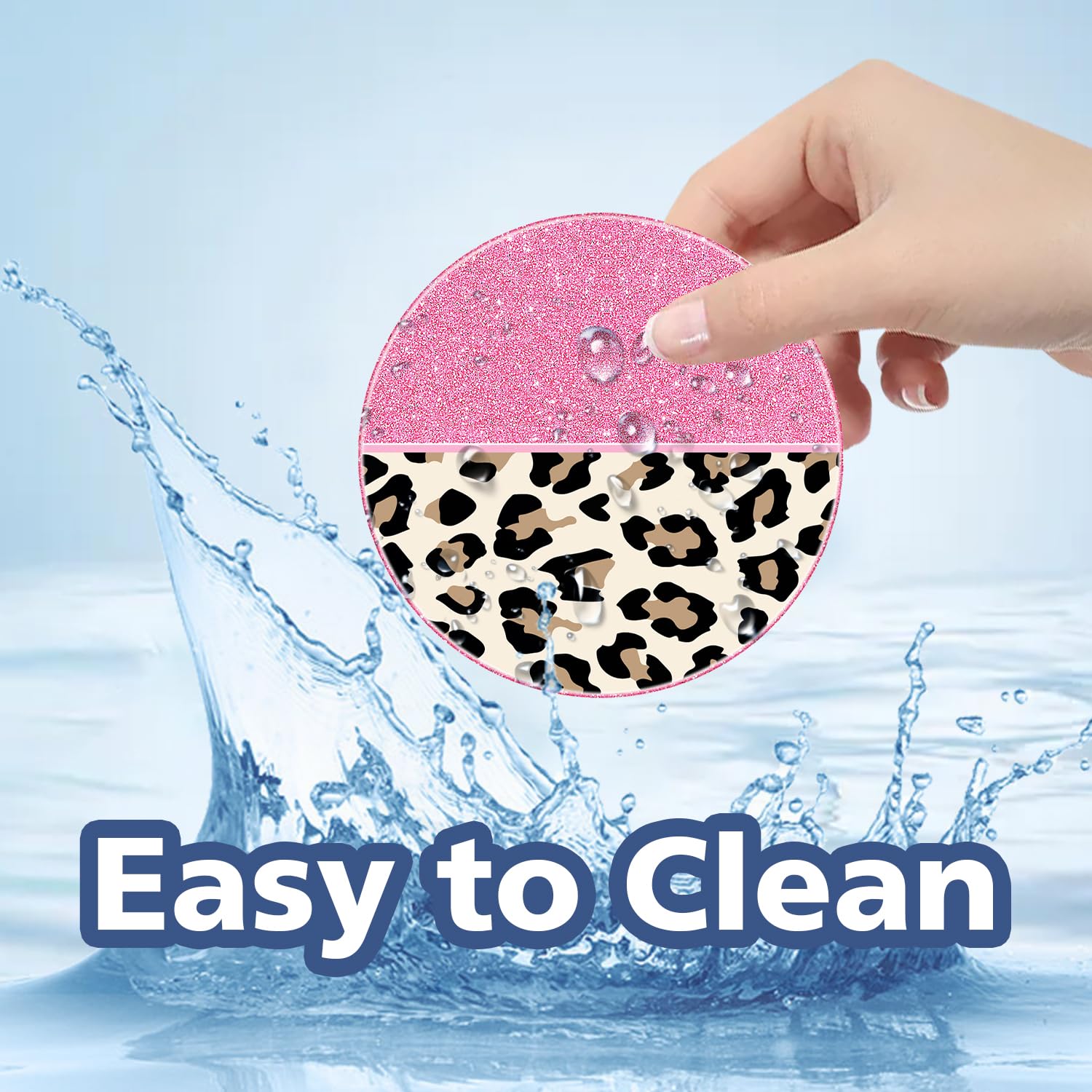 Jupswan Car Cup Holder Coaster 2 Pack Cute Leopard Print Acrylic New Automotive CupHolder Accessories Interior Decor Decorations for Women