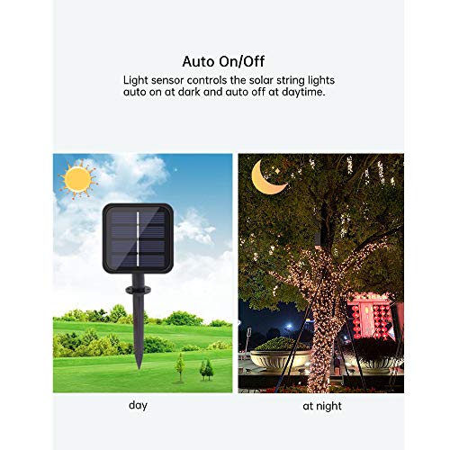 Inshere 2 Pack Solar Christmas Lights 72ft 200 Led 8 Modes Warm White Solar String Lights Ultra Bright Series Waterproof for Gardens, Homes, Party, Christmas Tree,Xmas, Outdoors