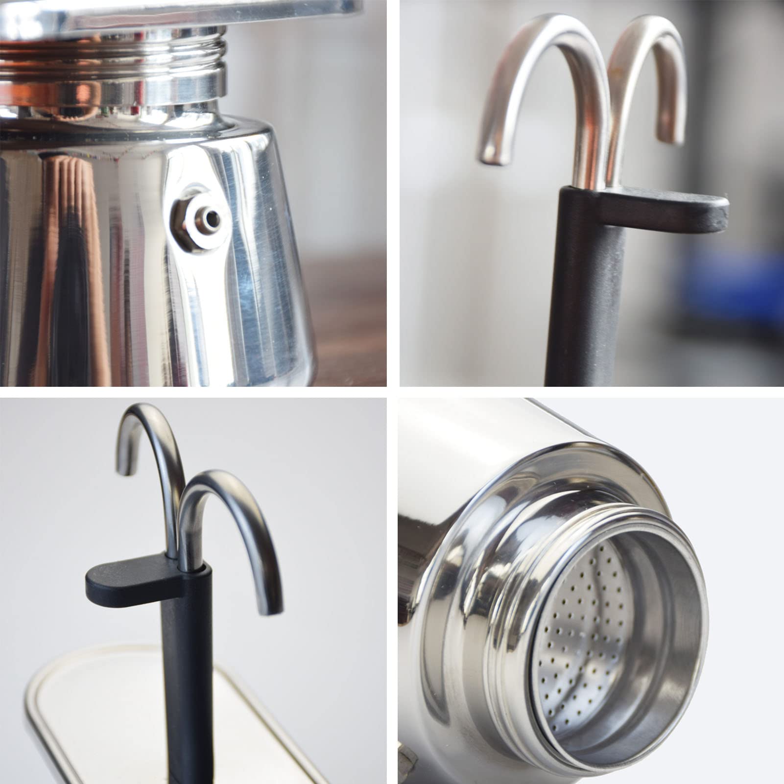 Moka Coffee Pot, Moka Pot, Moka Coffee Maker, 2 Cup 100ML Moka Pot Double Head Stainless Steel Mocha Coffee Pot Italian DIY Conduit Coffee Maker