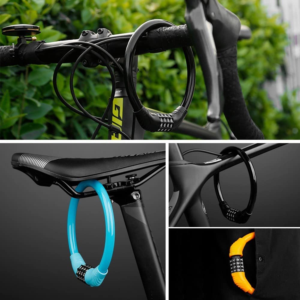 MengK Bike Portable Lock 4 Digit Cable Lock Pocket Size Bicycle Lock Security Lock Bike Anti-Theft Code Lock for Bike Electric Scooter