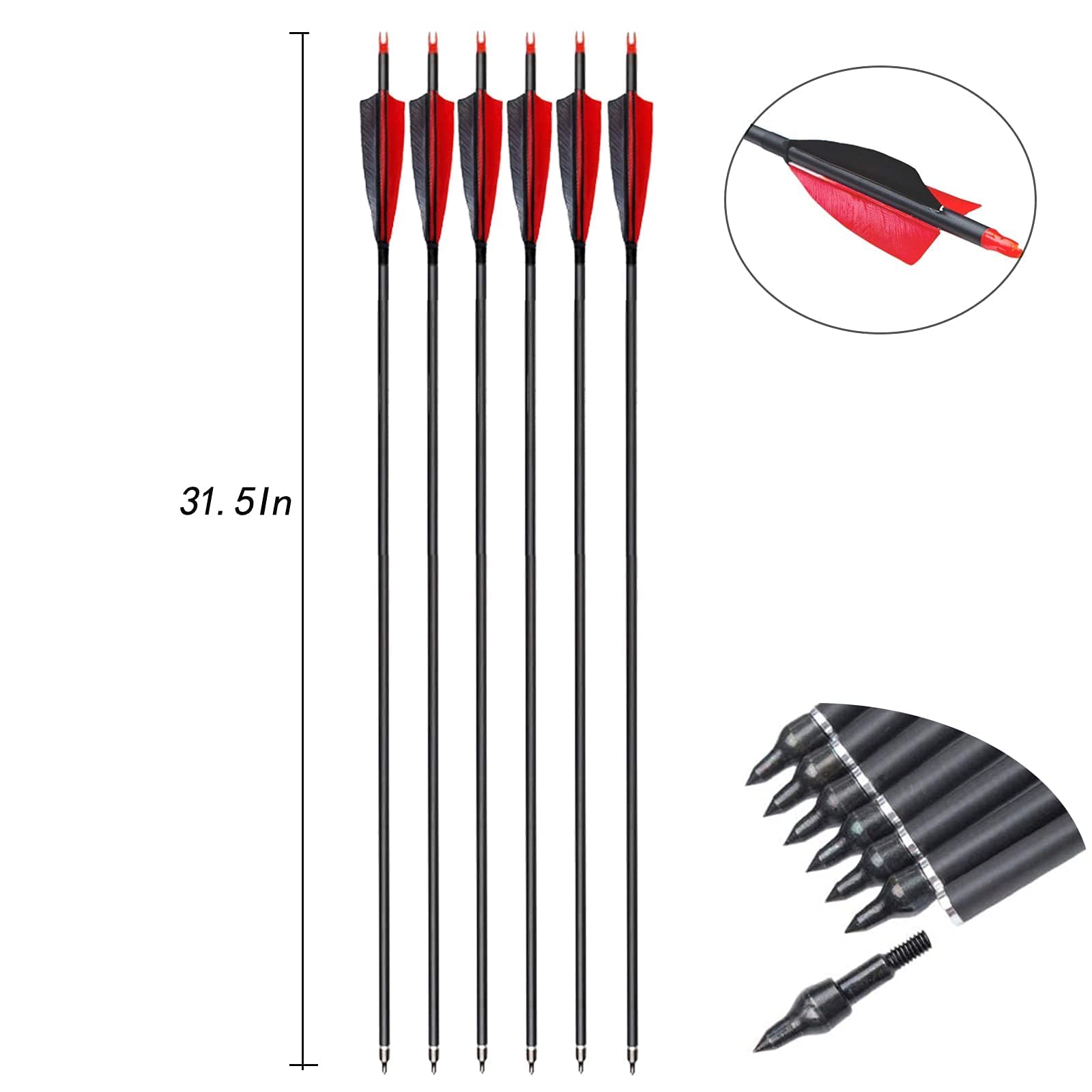 Knixxo Archery 51" Takedown Recurve Bow and Arrows Set for Adults,Right Hand Practice Kit with 6pcs Real Feather Carbon Arrows for Beginner(Silver, 30)