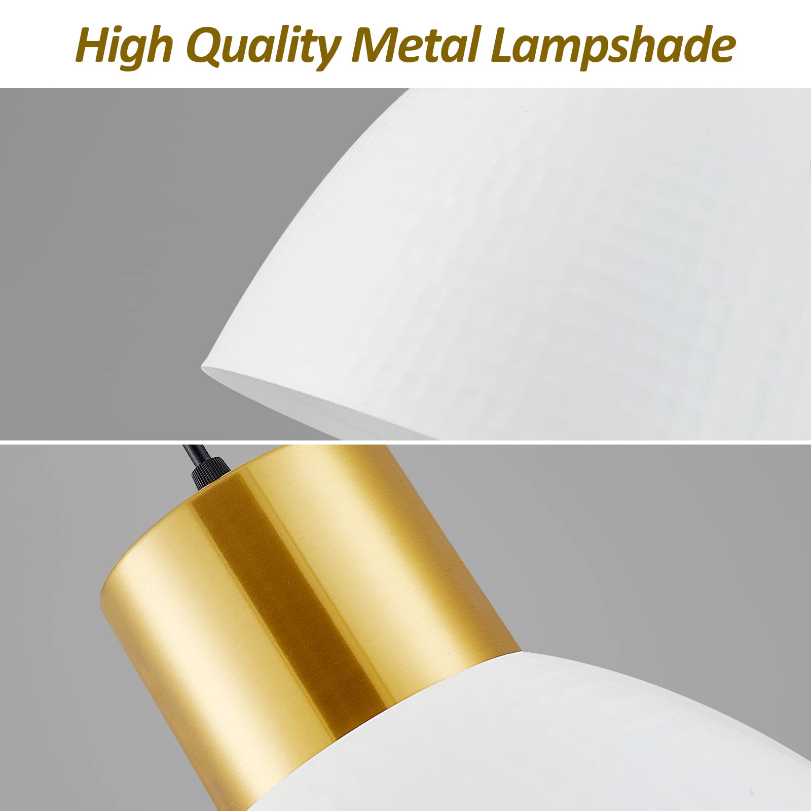 Industrial Pendant Light Fixtures, Vintage Pendant Lighting E26 E27 Base, Adjustable Hanging Light Fixtures, Farmhouse Pendant Lights Hanging Ceiling Lamp for Kitchen Island Dining Room (White)