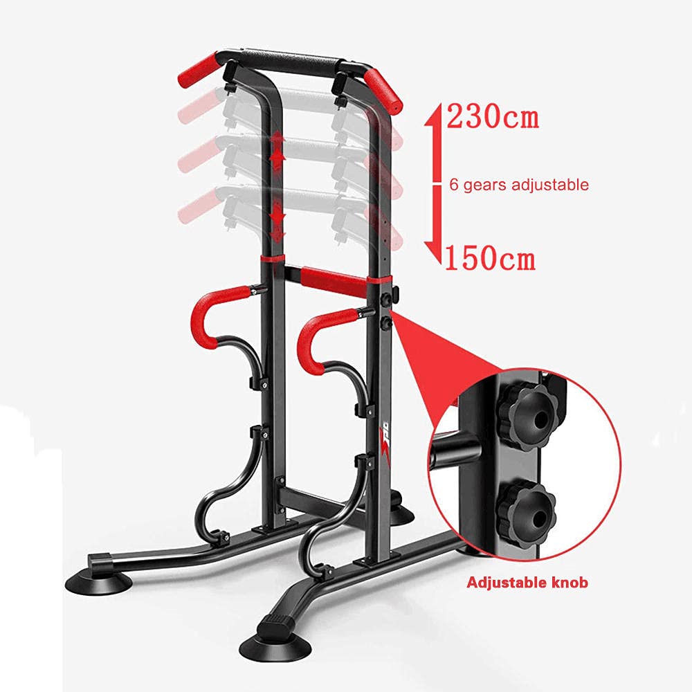 KDFJ Pull Up & Dip Stand Power Tower Dip Station Pull Up Bar Home Gym Strength Training Durable Single Push Ups Stands-Black