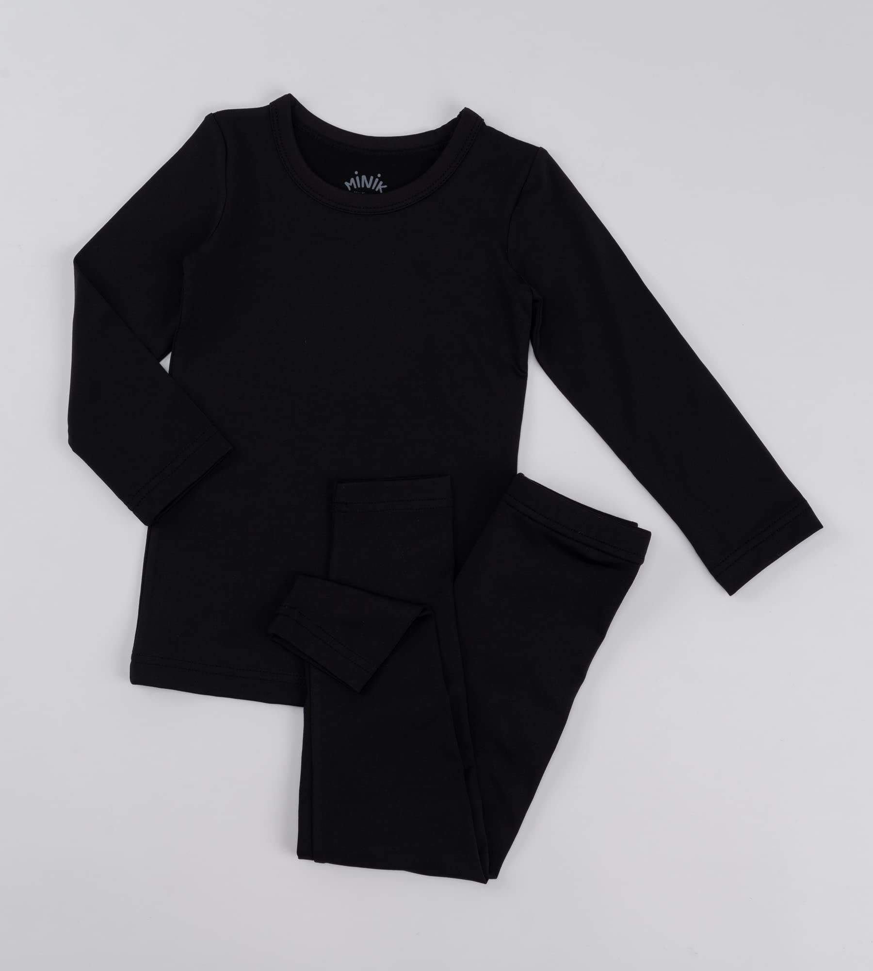 MiNi-K Toddler Boys Girls Fleece Lined Soft Thermal Underwear Base Layer Long John Set Pajamas (Solid Black, 3T)