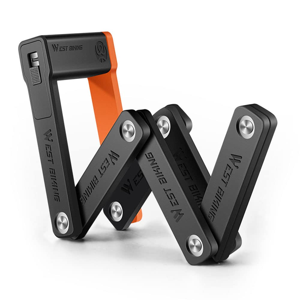 MengK Compact Folding Bike Lock Anti-Theft Chain Lock Heavy Duty Secure Guard with 3 Keys for Bike Electric Bike/Scooter