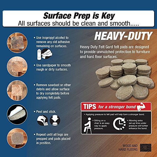 Shepherd Hardware 9873 1-Inch Heavy Duty Self-Adhesive Felt Furniture Pads, 48-Count, Brown