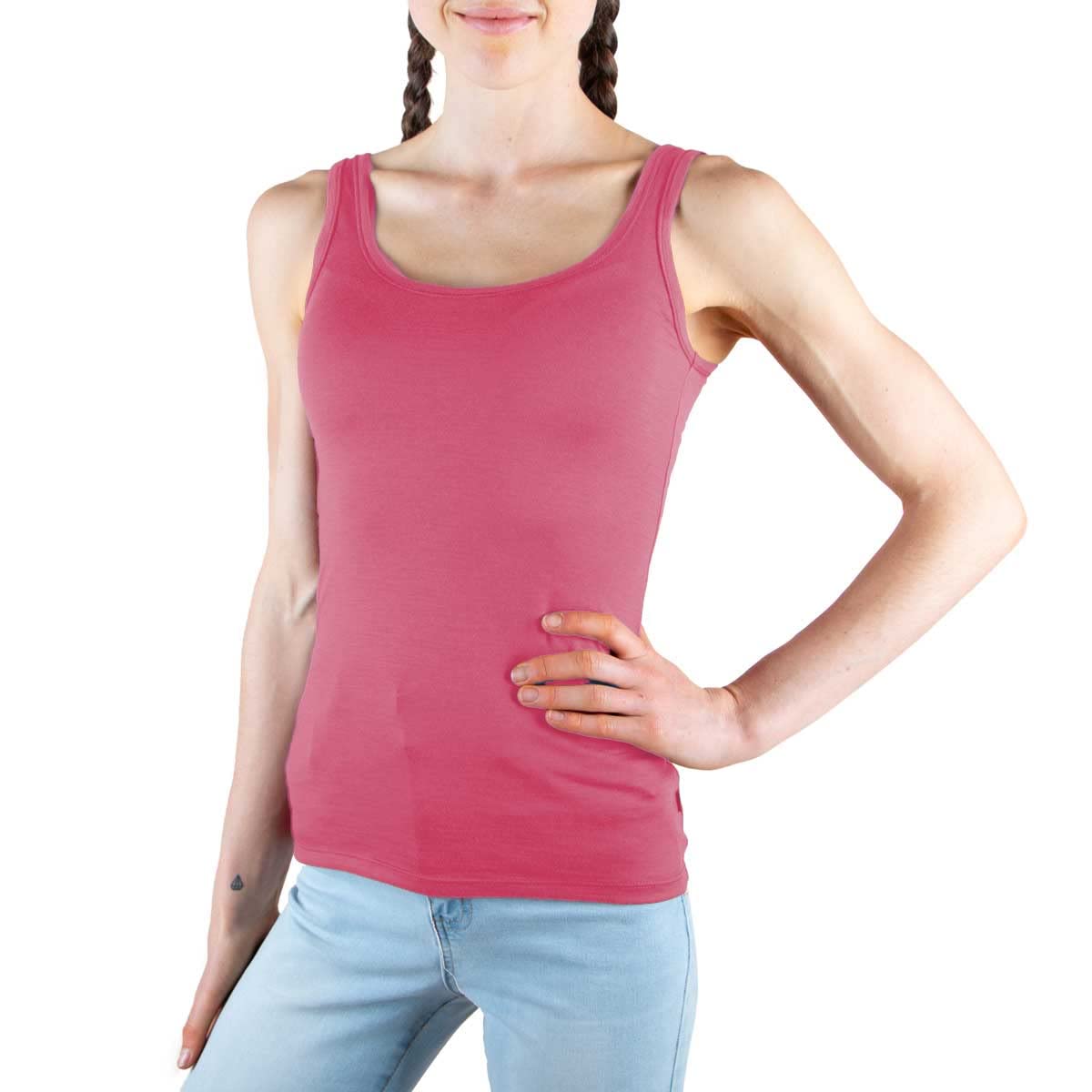 Merino 365 Womens Scoop Neck Tank Top, 100% Merino, Small, Red Wine