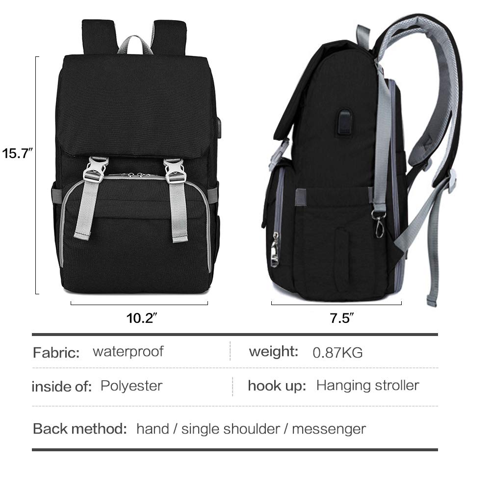 JHhomezeit Diaper Bag Backpack for Mom Dad, Large Baby Nappy Changing Bag w/Changing Pad…