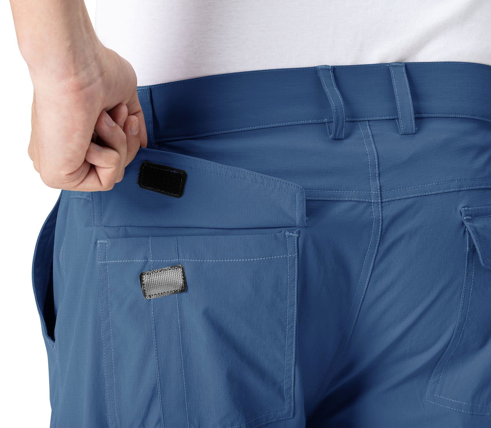 Rdruko Men's Hiking Cargo Shorts 9" Quick Dry Lightweight Travel Work Casual Shorts with Zipper Pockets Pockets(Denim Blue, US 34)
