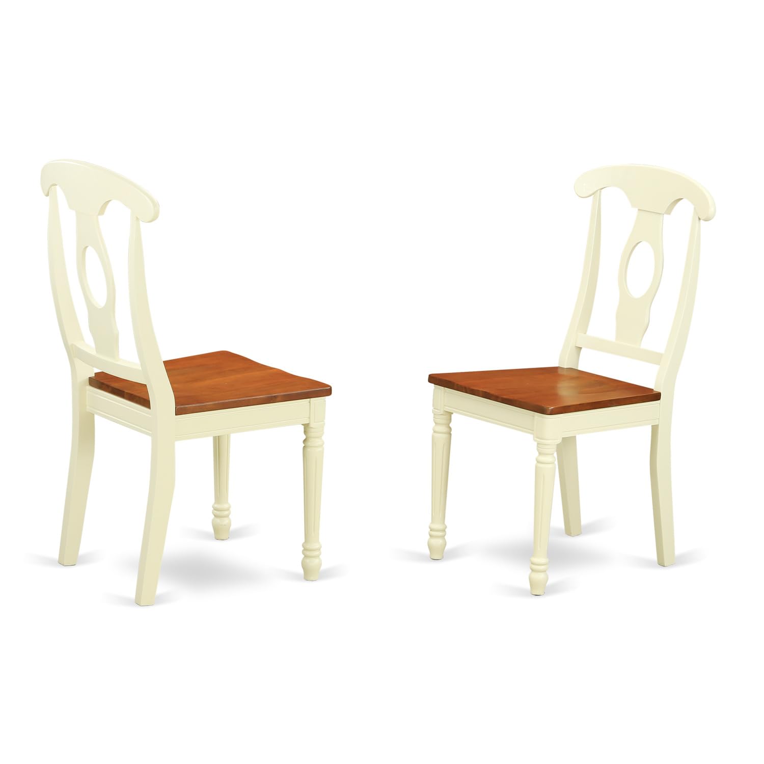 HomeStock Lakeside Living 3Pc Modern Dining Table Set Consists of A Dining Table and 2 Kitchen Chairs with Hard Wood Seat and Napoleon Back, Buttermilk and Cherry Finish