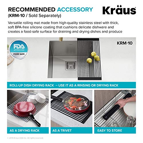 KRAUS Pax 18 1/2-inch 18 Gauge Undermount Single Bowl Stainless Steel Kitchen Sink, KHU19