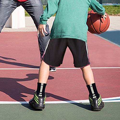 JHM boys Athletic Sport Team Basketball Soccer Crew Socks, 6 Pairs Color#1, 8-11 Years