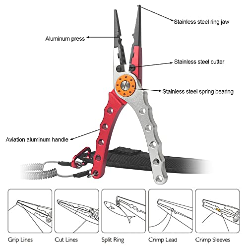 MengK Fishing Pliers Lip Gripper Kit Line Cutter Hook Remover Fishing Tool