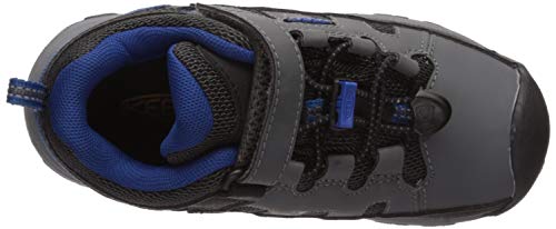 KEEN Little Kid's Targhee Low Height Hiking Shoe, Steel Grey/Baleine Blue, 8 LK (Little Kid) US