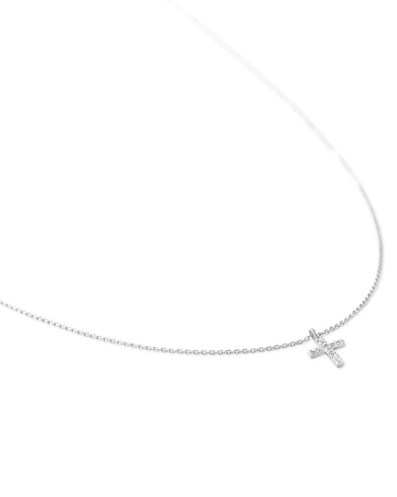 Kendra Scott White Diamond Cross Pendant Necklace in 14k White Gold, Fine Jewelry for Women