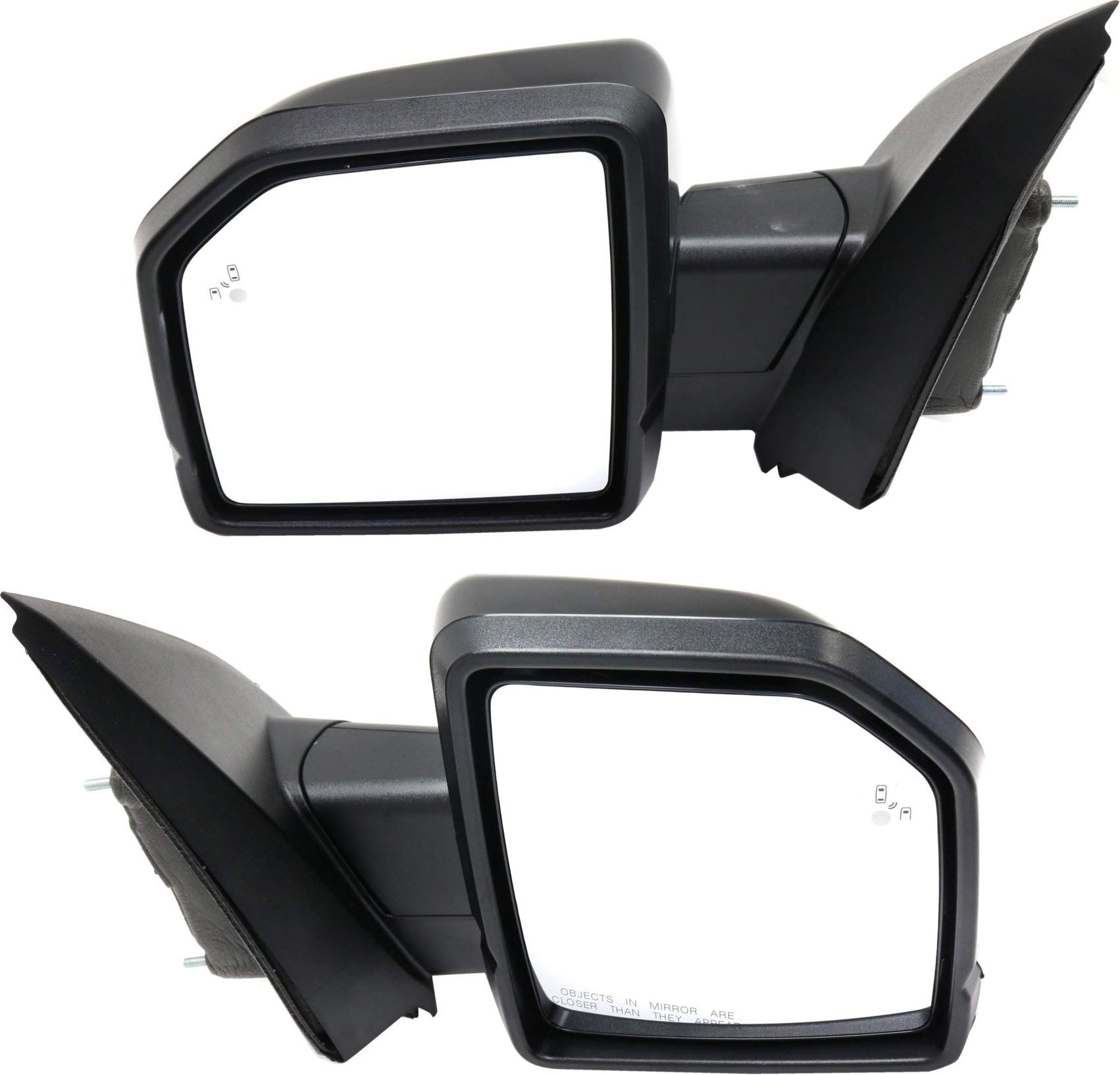 Kool Vue Driver & Passenger Side Power Heated Mirrors for Ford F-150 2015-2020 Power Fold With Signal Light, Blind Spot Light, Memory & Puddle Lamp Paintable