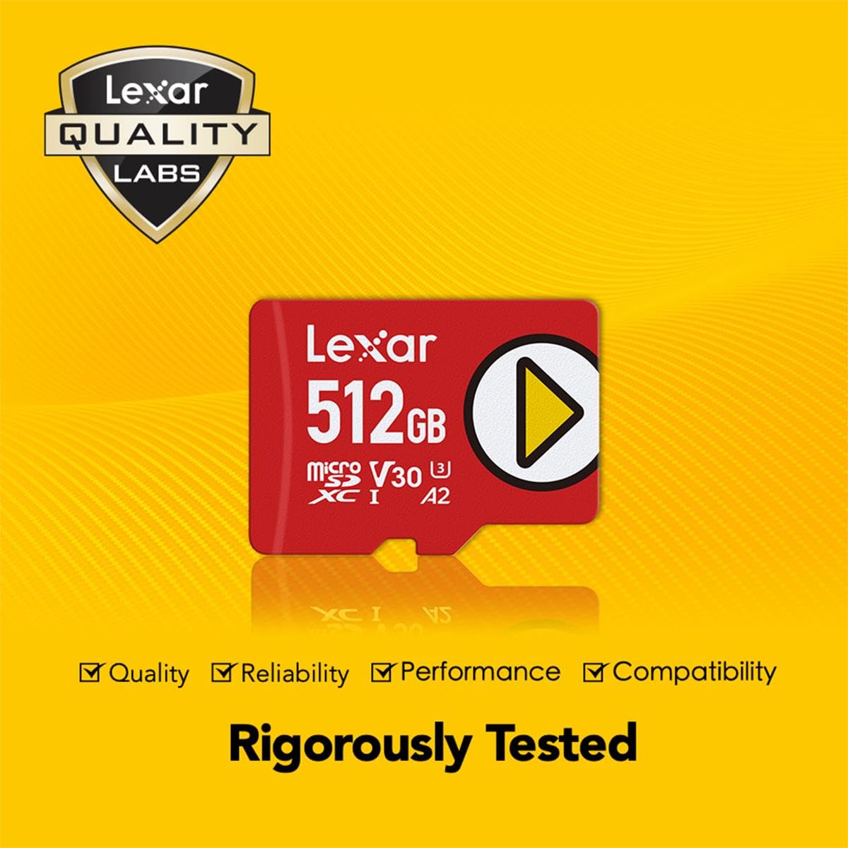 Lexar 512GB PLAY microSDXC Memory Card, UHS-I, C10, U3, V30, A2, Full-HD Video, Up To 160/100 MB/s, Expanded Storage for Nintendo-Switch, Gaming Devices, Smartphones, Tablets (LMSPLAY512G-BNNNU)