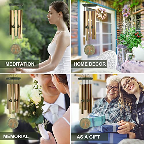 WindChimes Outdoor Deep Tone,Large Memorial Wind Chimes for Loss of Loved One Engrave Tree of Life,Sympathy Wind Chimes for Oouside, Gifts for Mother,Garden Home Yard Hanging Decor