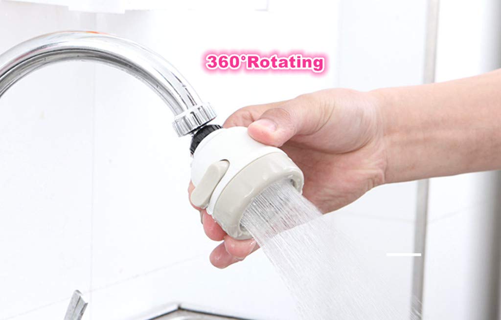 Kinteshun Tap Faucet Shower Head,360°Rotating Water-Saving Faucet Valve Booster Filter Universal Splash-Proof Nozzle Sprayer,3 Modes Adjustment(Pack of 2pcs)
