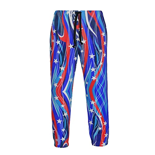 KYBATE American Flag Sweatpants for Men, Breathable US Flag Jogger Pants Stretch Athletic Pants with Elastic Waist, X-Large