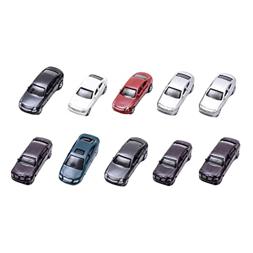 predolo 10Pcs Mini Model Car Painted Accessories Vehicle Toys for Street Layout Railway Scenery Sand Table DIY Model Collection, 1/200