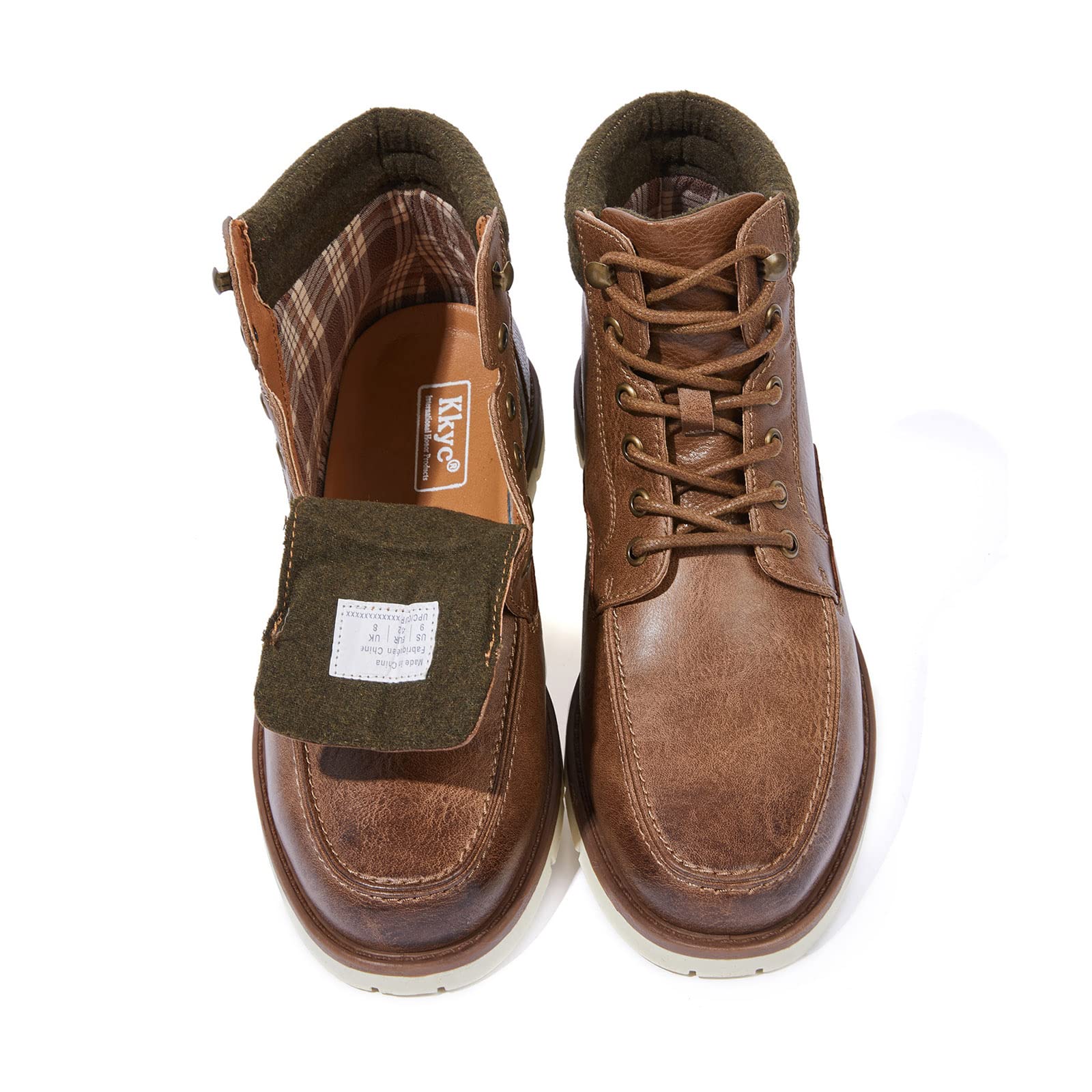 Kkyc Mens Boots Fashion Waterproof Hiking Boots Casual Work Boots Slip on Lace-up Chukka Boots 13 M (Brown)