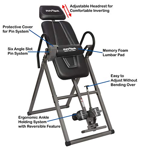 INNOVA HEALTH AND FITNESS ITX9700 Inversion Table with Memory Foam Lumbar Pad,white/off-white