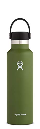 Hydro Flask Standard Mouth Water Bottle, Flex Cap - 21 oz, Olive