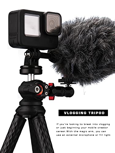 Lammcou Flexible Action Camera Tripod for GoPro Hero 11 10 9 8 Insta360, Bendable Small Mini Action Camera Gorrila Tripod - Perfect for Travel and Adventure