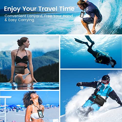 VEGO [2 Pack] Waterproof Pouch with Adjustable Waist Strap, Universal Floating Waterproof Phone Pouch for iPhone 13 12 11 Pro XR Xs 8 7 Galaxy S22 S21 S10 Note 10 up to 7" - Black+Black