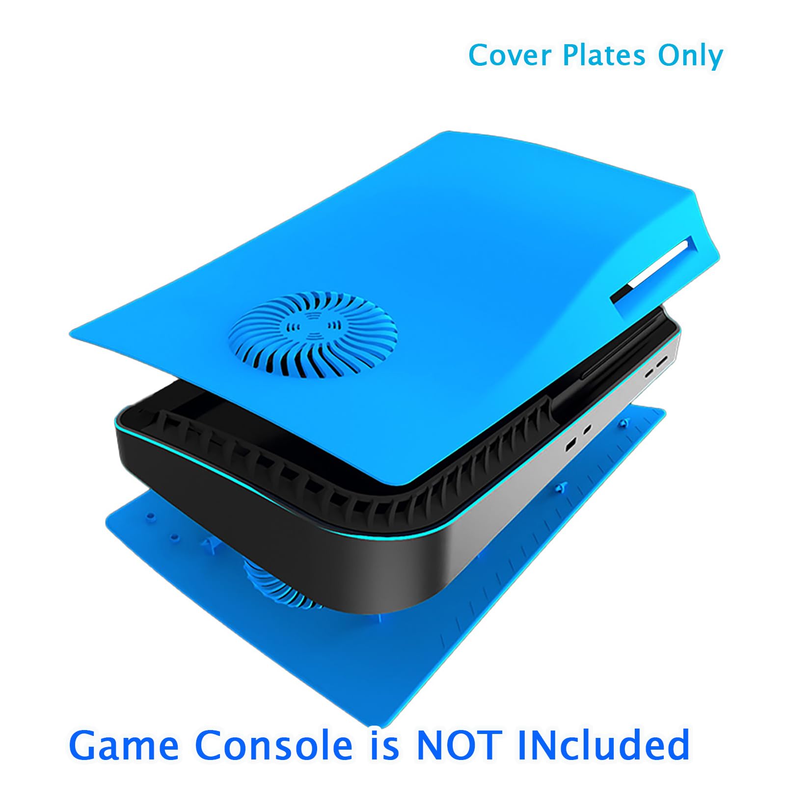 New for PS5 Extra Faceplate Cover Plates Full Set Sky-Blue Color Replacement, Compatible with for PlayStation 5 Disc Edition Console, Customized Face Plate Shell W/ Cooling Windows + Dust Net