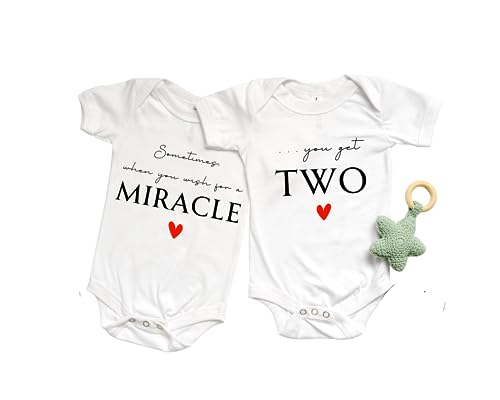 Sometimes when you wish for a miracle you get two baby bodysuit twin set kids boy girl unisex shirt (3-6 Month US)