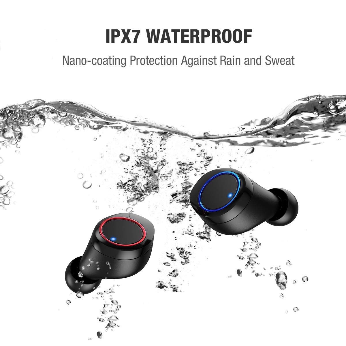 Kissral Wireless Earbuds, Bluetooth 5.0 Earbuds with 3000mAh Charging Case LED Battery Display 90H Playtime in-Ear Bluetooth Headset IPX7 Waterproof True Wireless Earbuds for Work Sports
