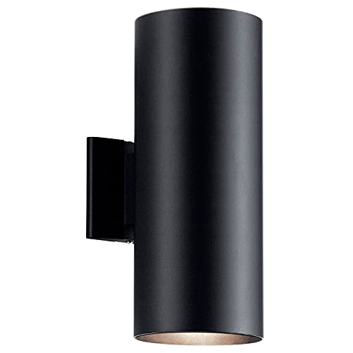 Kichler Cylinders 15" 2-Light Outdoor Cylinder Wall Sconce in Black, (15" H x 5.75" W), 9246BK