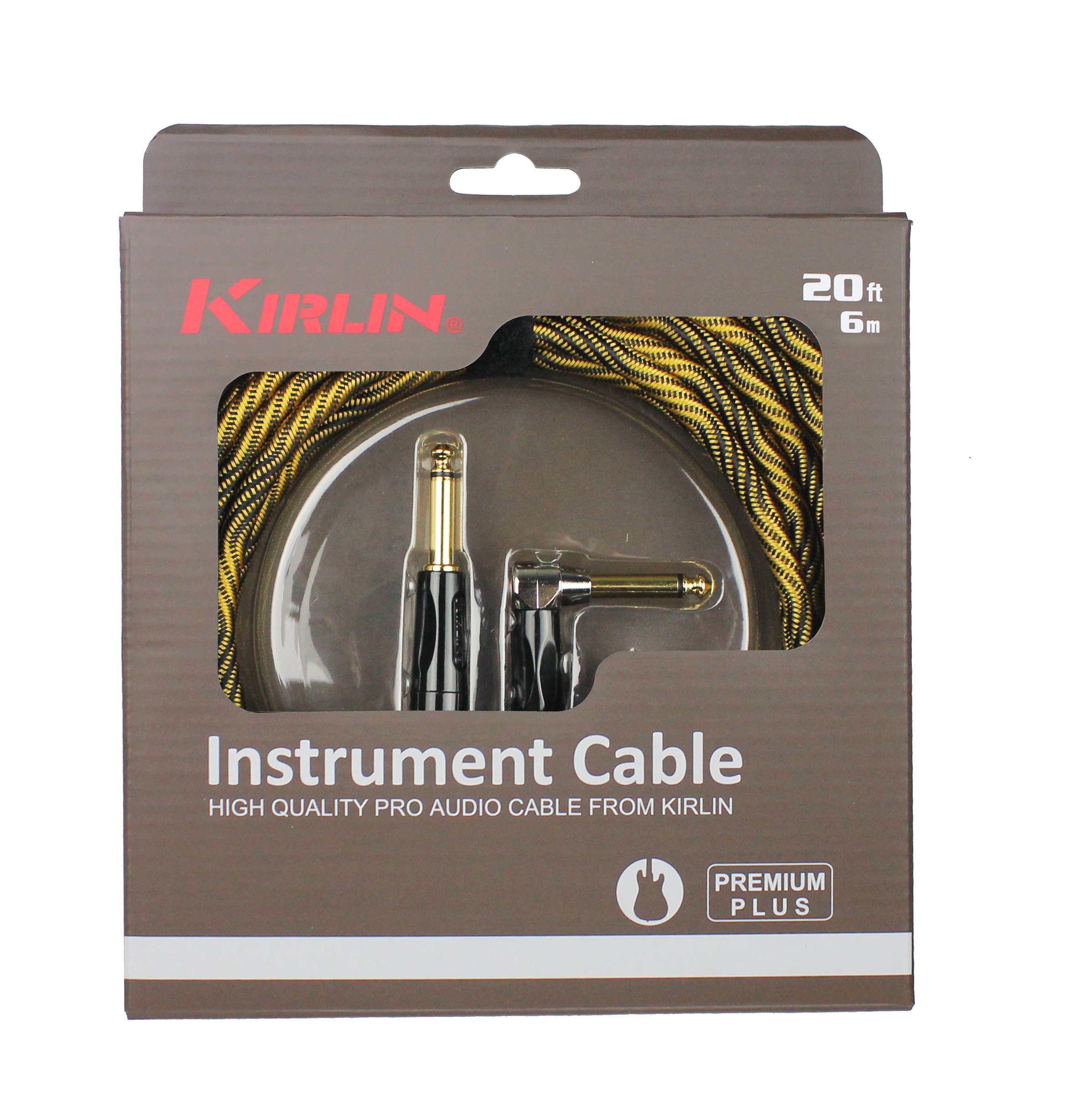 KIRLIN, KIRLIN CABLE IWB Instrument Cable, 1/4-Inch Right Angle to Straight, Black Gold Wave, 20FT (IWB-202 BFGL-20/WBO)