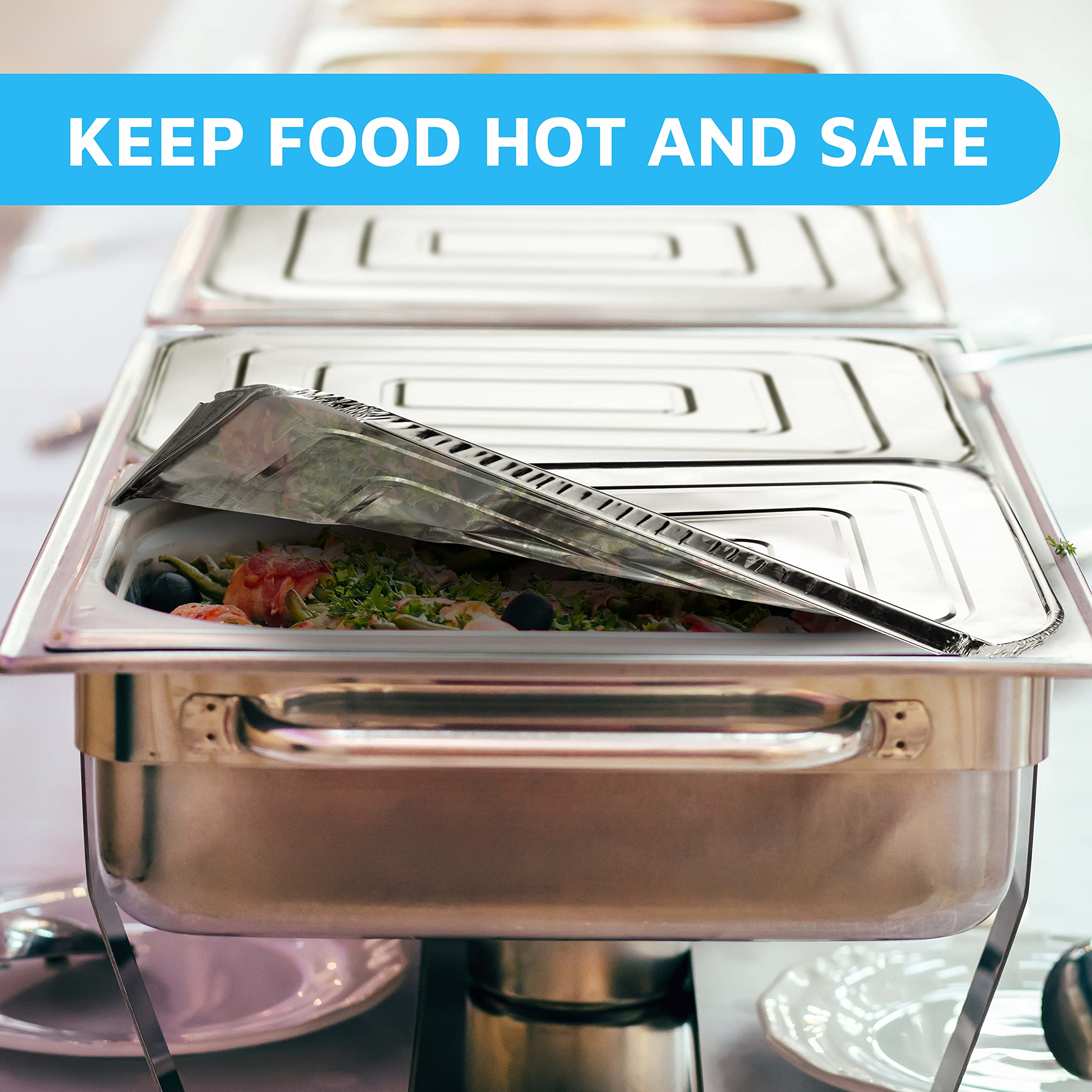 MontoPack Half-Size Aluminium Foil Lids | [50 Pack] | Perfect Fit for 9x13 Roasting Pans | Premium Quality for Baking & Catering | Disposable Food Prep Containers Lids