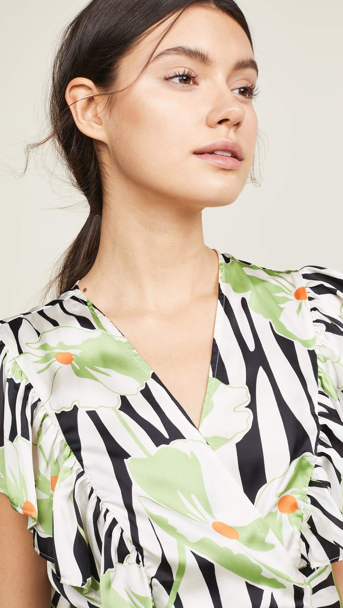 Jill Jill Stuart Women's Tropical Wrap Top, Green Multi, Large