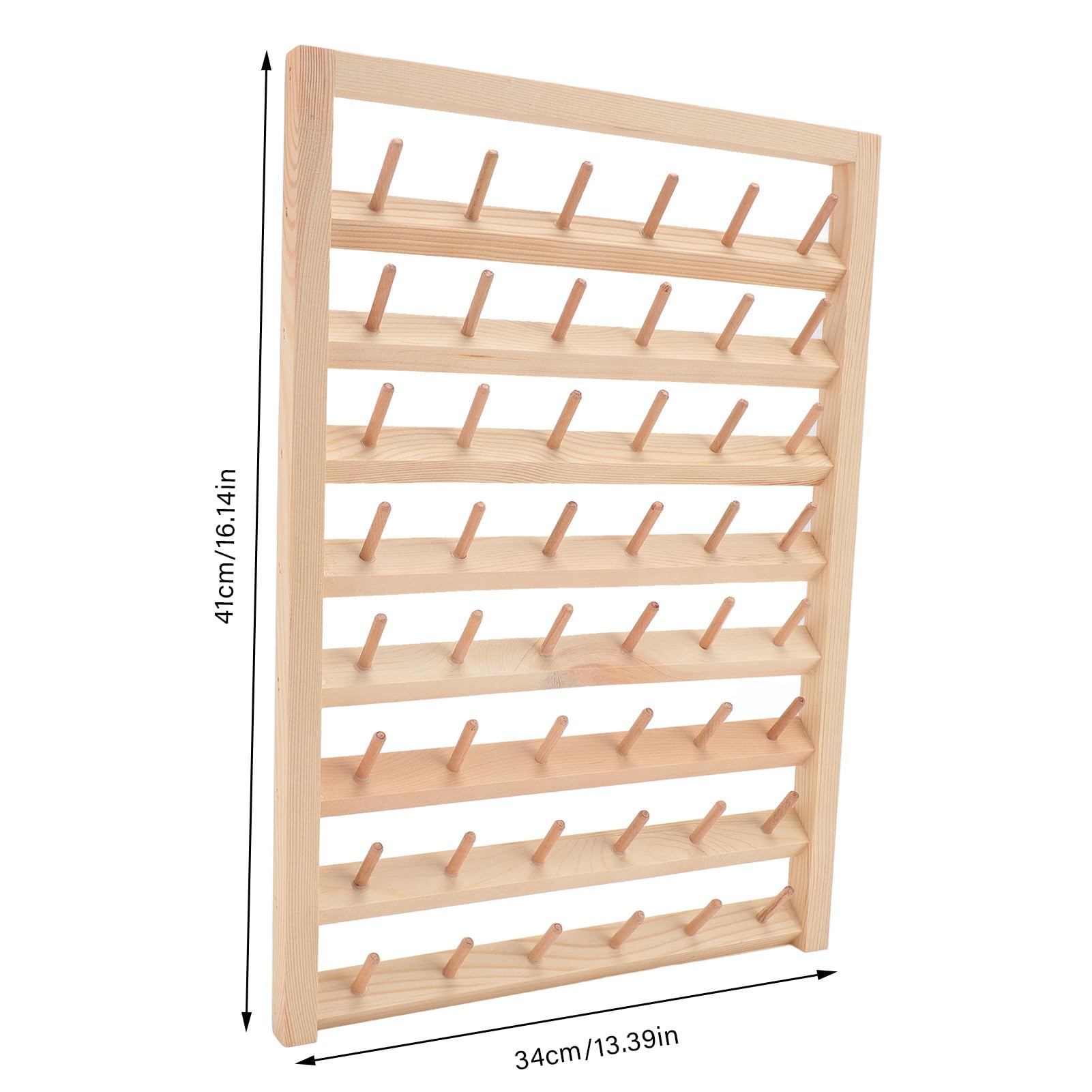 Thread Holder 48 Spools Thread Rack Wall Mounted Wooden Thread Holder, DIY Embroidery Spool Thread Organizer for Household Sewing, 13.4 x 16.1in Thread Rack with Hanging Hook