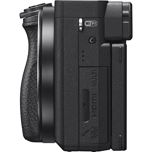 Sony a6400 Mirrorless Camera (ILCE-6400/B) + 64GB Card + 2 x NPF-W50 Battery + Card Reader + LED Light + Corel Photo Software + Case + Flexible Tripod + Hand Strap + More (Renewed)