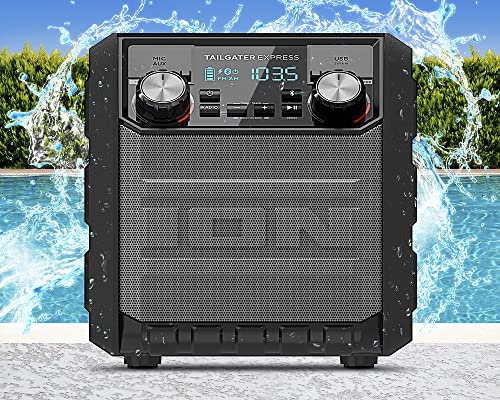ION Audio Tailgater Express | Compact Water-Resistant Wireless Speaker System with AM/FM Radio & USB Charge Port (20W) (Renewed)