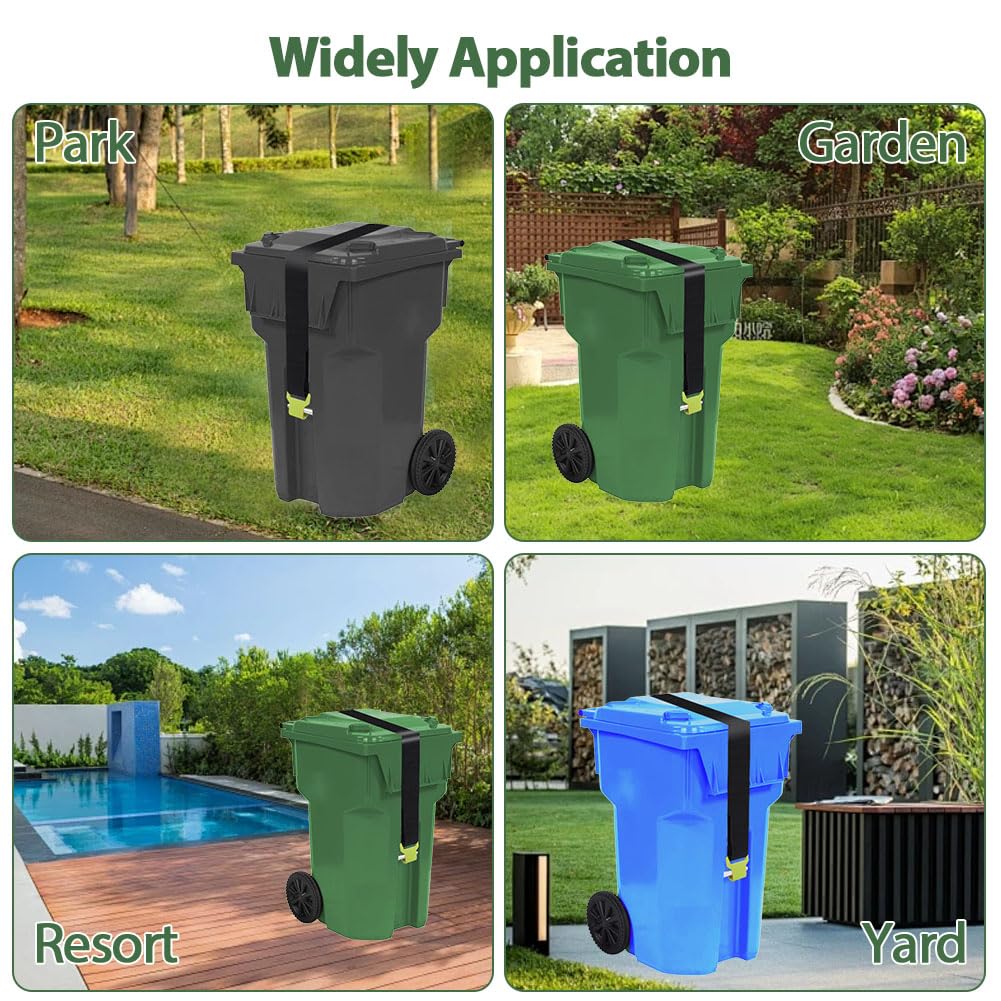 Trash Can Lid Locks, Garbage Can Locks for Animals, Outdoor Bear Proof Trash Can Strap for Raccoon Repellent、Rodent、Squirrel、Dog, Locking Garbage Can During Strong Winds