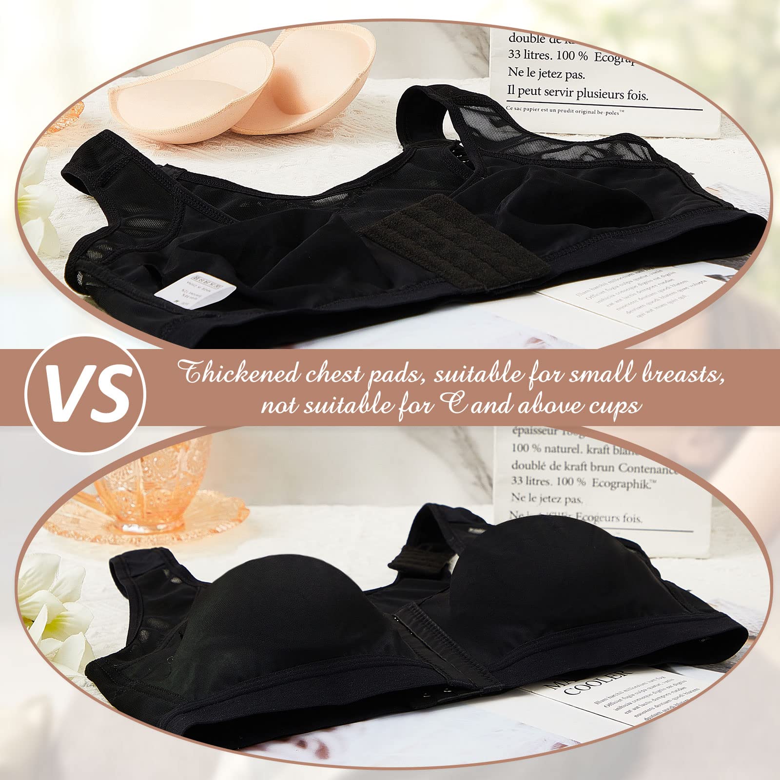 Jiuguva 2 Pairs Push up Bra Inserts Sports Replacement Pads Breast Enhancer Cups Sewn Edges Bra Padding Insert