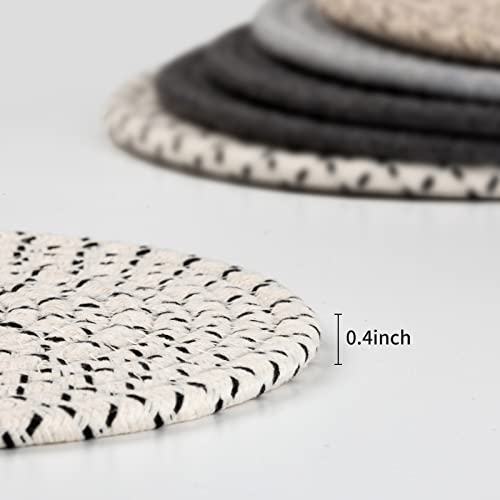 Trivets for Hot Dishes, Large Trivet for Hot Pots and Pans 8 inches, Hot Pads for Kitchen Table, Coasters Cotton Mat to Protect Counter, Cooking Potholder (Stripe 5 Pcs)