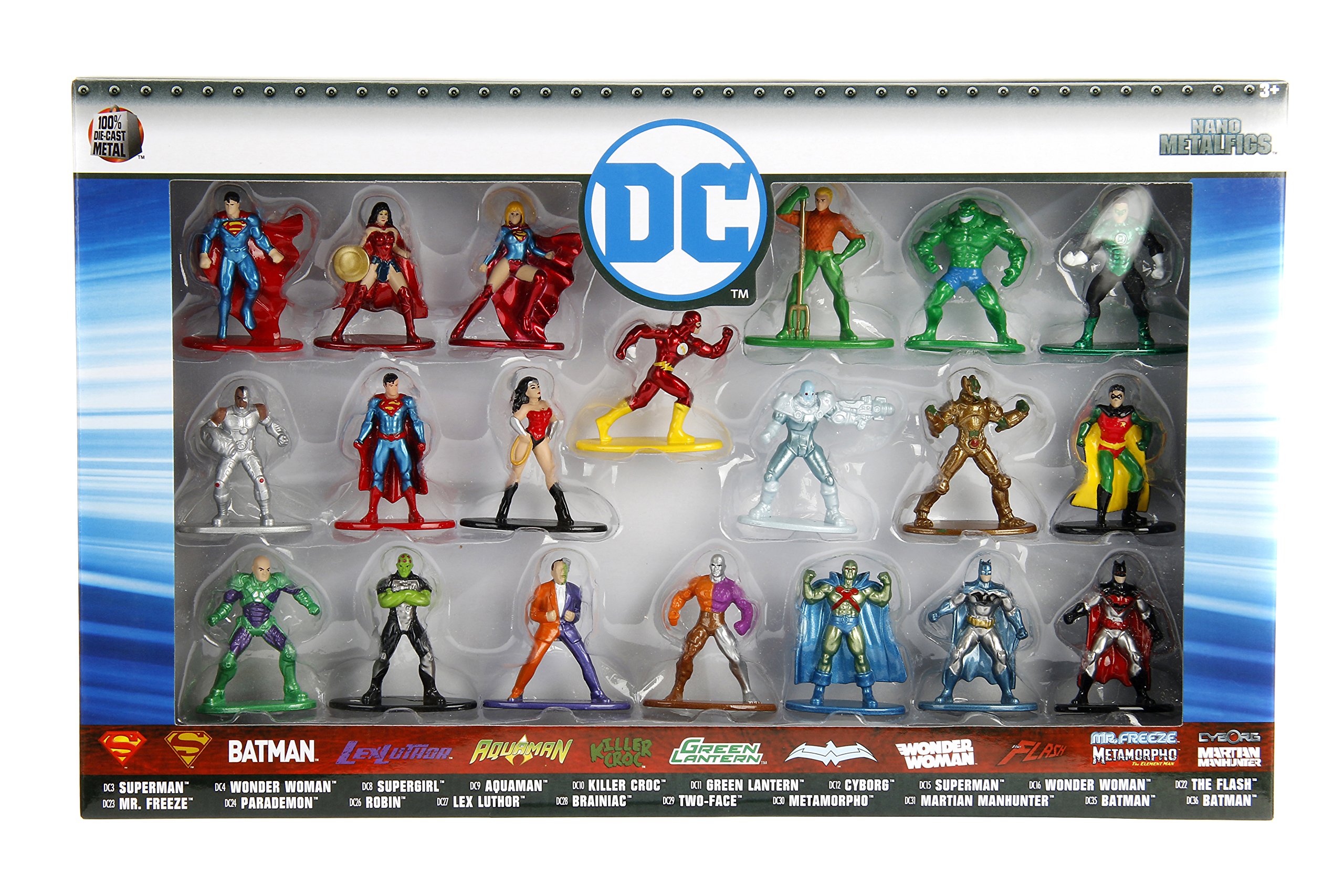 Jada Toys DC Comics 1.65" Die-cast Metal Collectible Figures 20-Pack Wave 1, Toys for Kids and Adults, Multi-Color (84409)