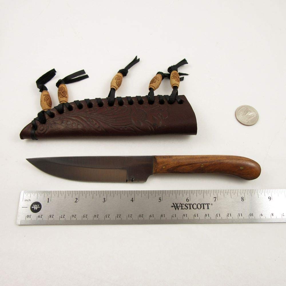 S.S. Fixed Knives 8.5" Native American Style Large Patch HUNTING Tactical Sharp Blade Military Knife with Leather Sheath