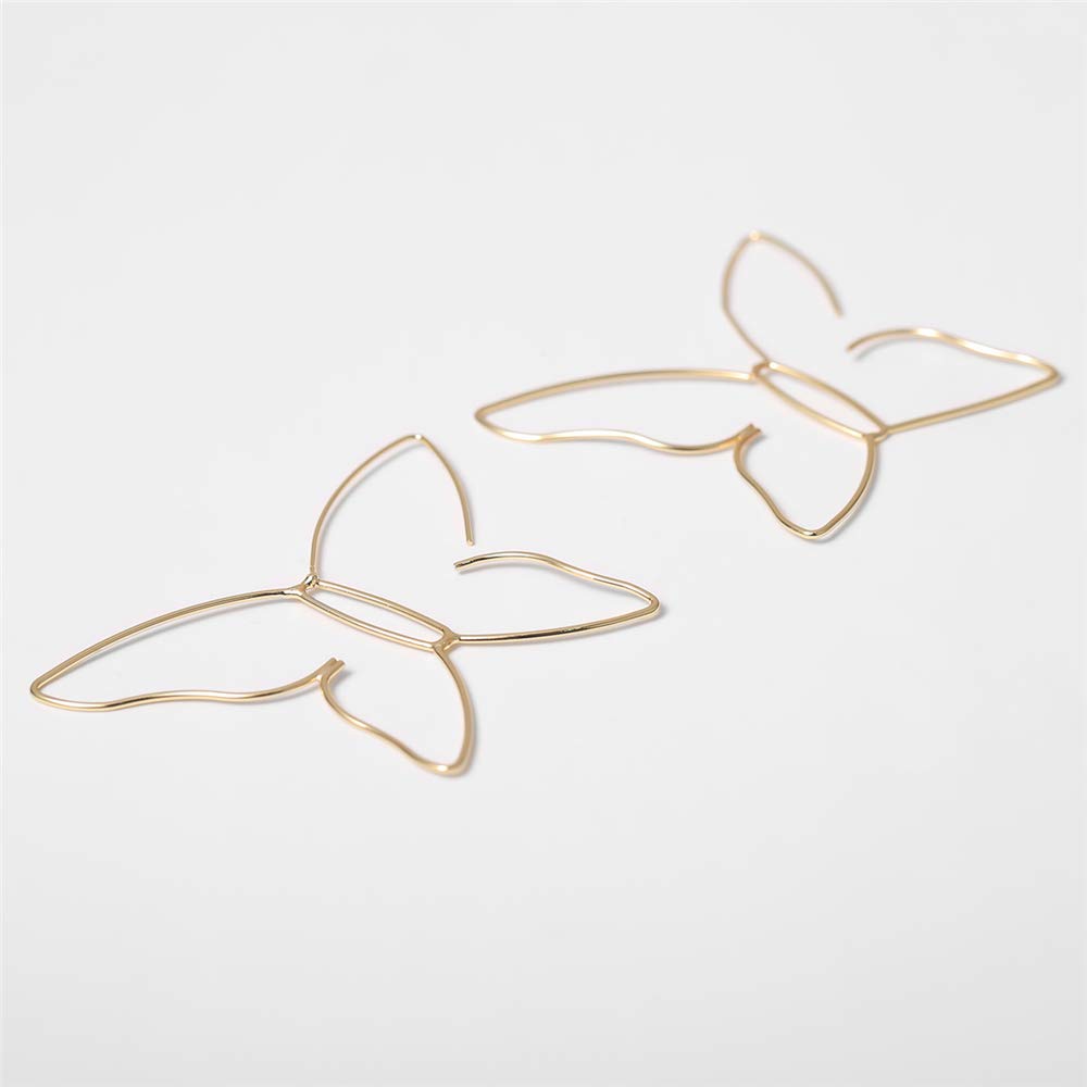Large Boho Hollow Line Butterfly Earrings Gold Drop Dangle Beach Earrings Simple Stylish Dainty Pendant Silver Hoop Earrings for Women (Gold)
